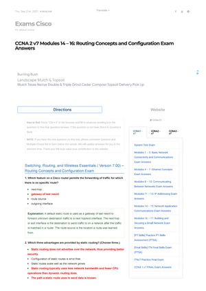 CCNA 2 v7 Modules 5-6 Redundant Networks Exam Answers Overview - Studocu