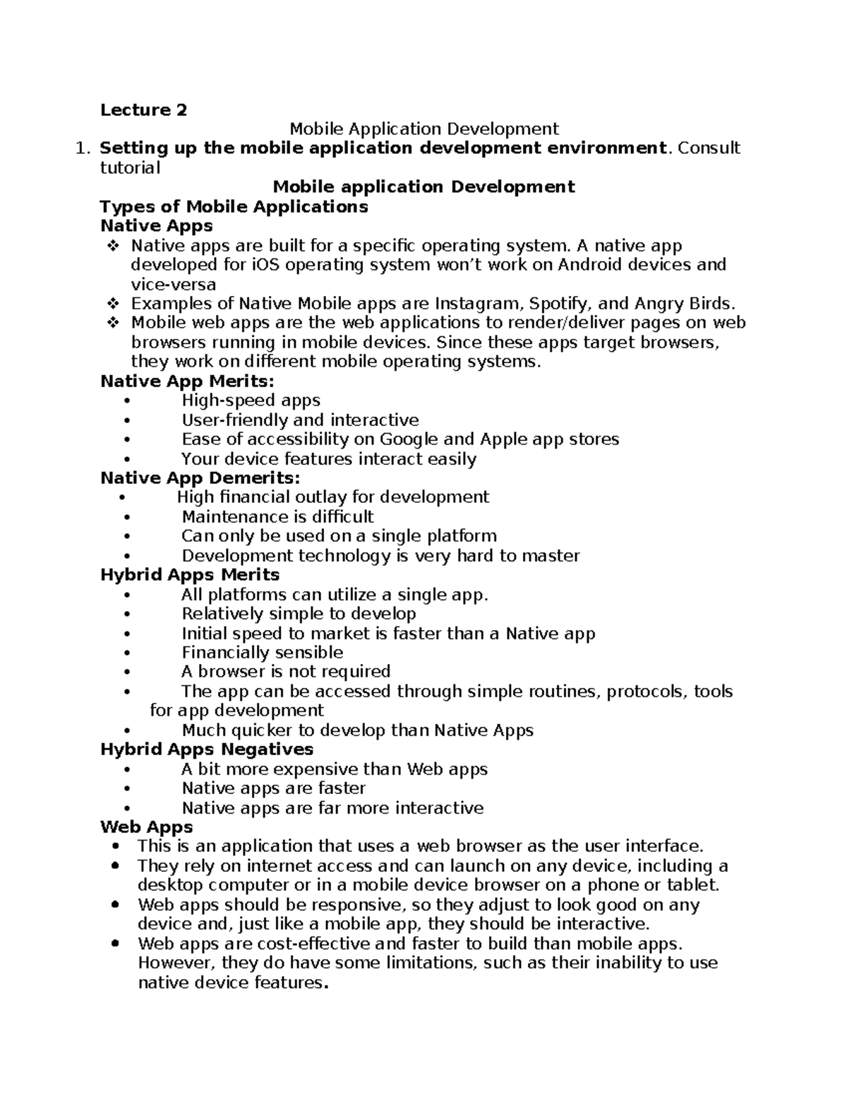 Lect 2 - Summary of Mobile Application Development Concepts - Studocu