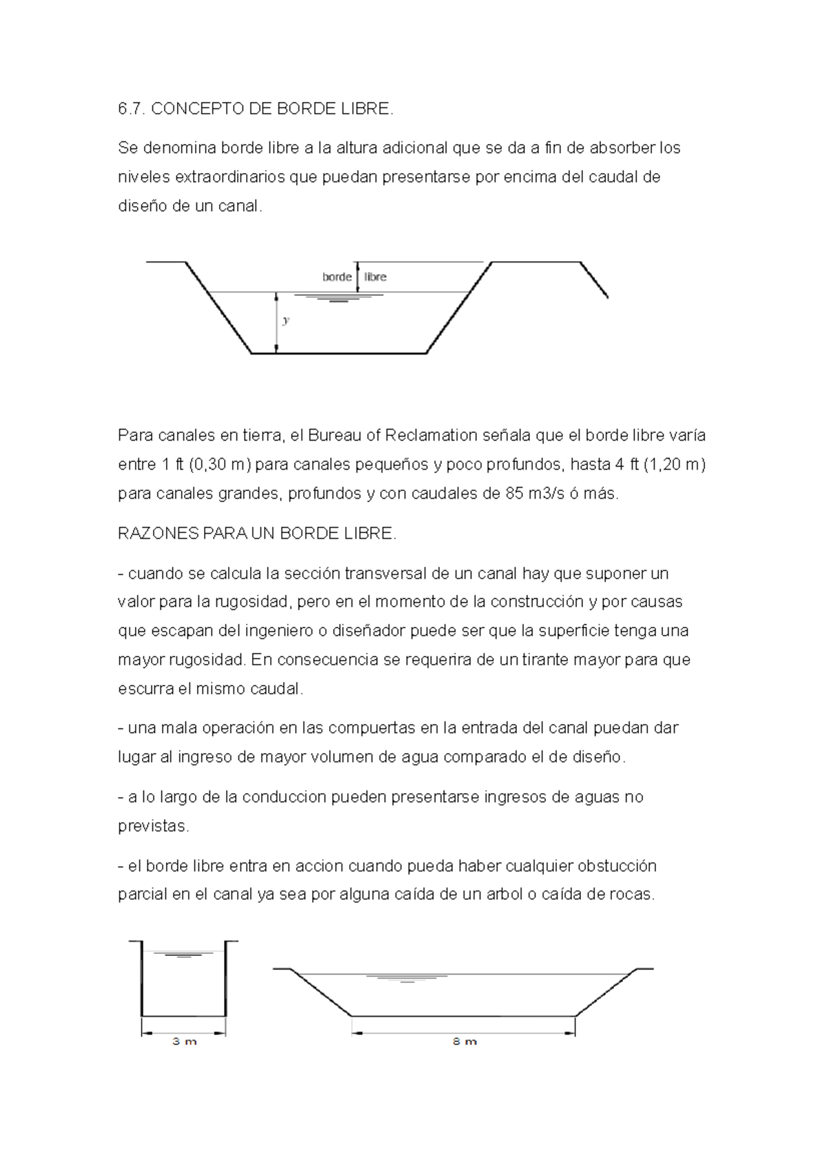 Incisos 6.7, 6.8, 6.9 seccion canales - 6. CONCEPTO DE BORDE LIBRE. Se ...