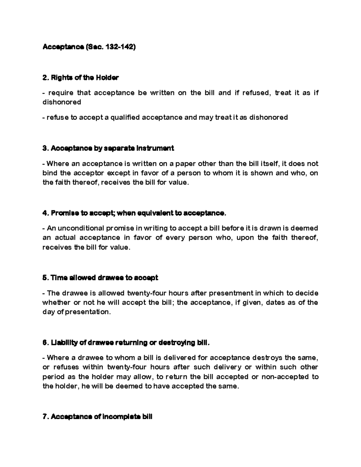 Acceptance by separate instrument - Acceptance (Sec. 1 32 - 142 ...