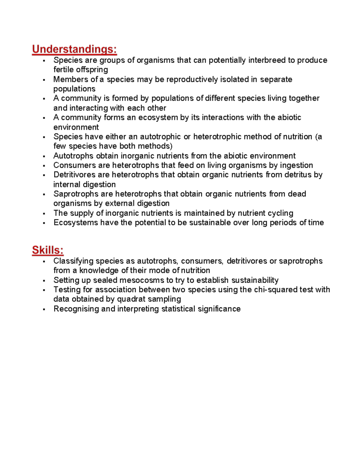 Biology Topic 4.1: Ecosystems and Modes of Nutrition - Studocu