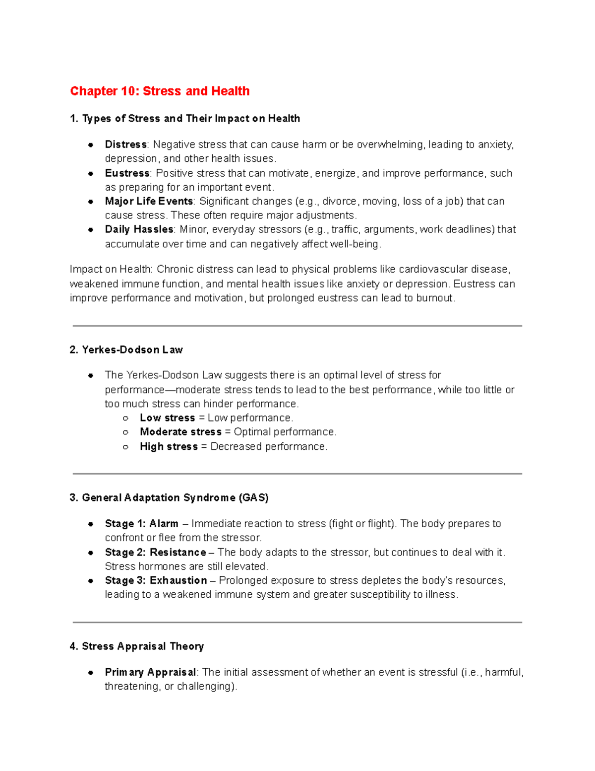 Psychology Course: Stress and Health Insights from Chapters 10-12 - Studocu