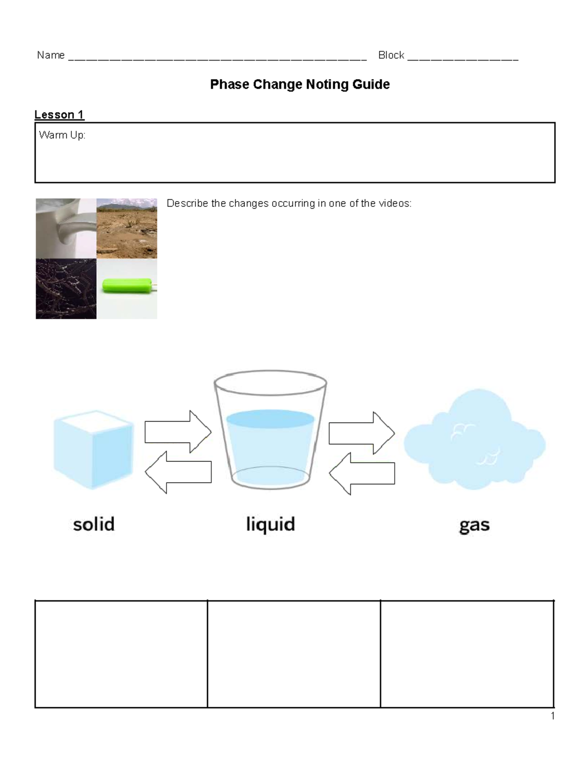 Phase Change Noting Guide for Science Class Activities (SCI 101) - Studocu