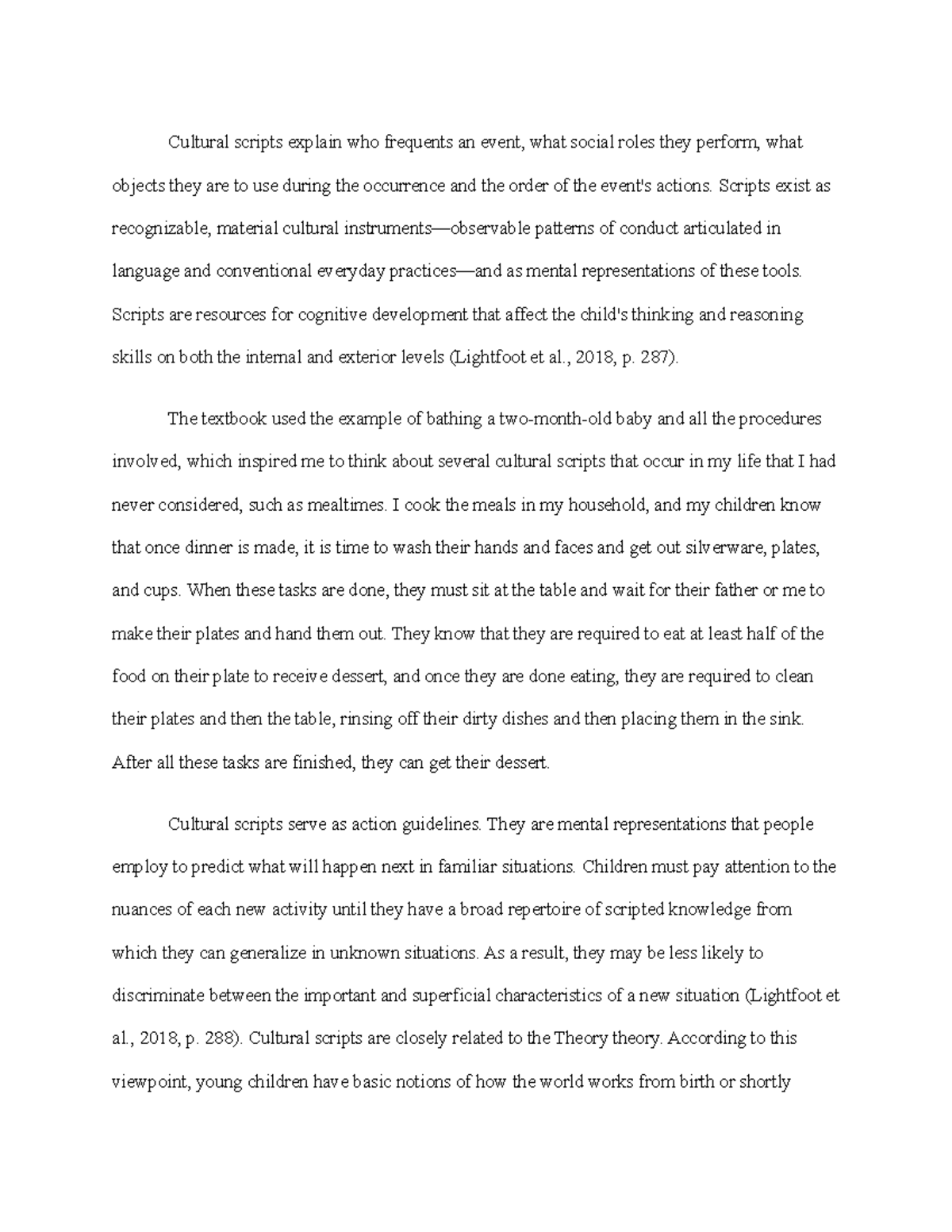 Child Development 5-1: Discussion on Cultural Scripts and Impact - Studocu