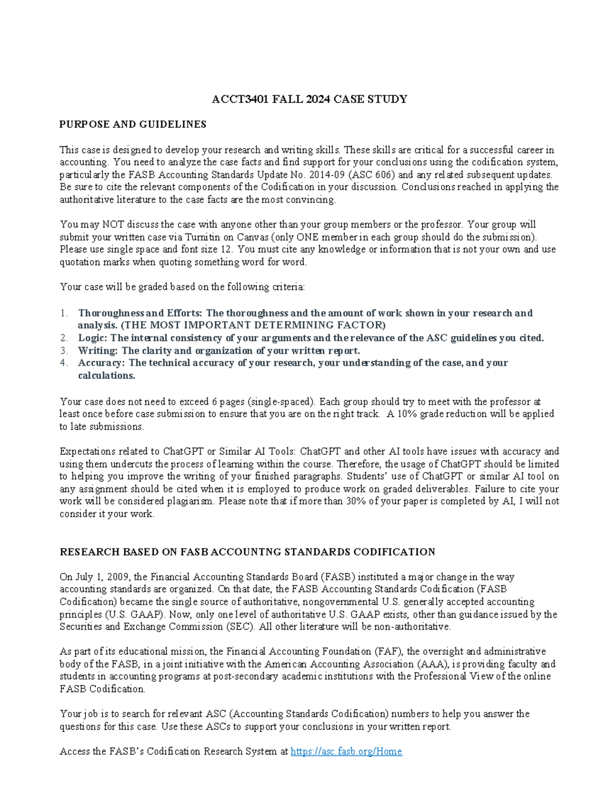 ACCT3401 Case Strategic Synergy Fall 2024 - ACCT3401 FALL 2024 CASE ...
