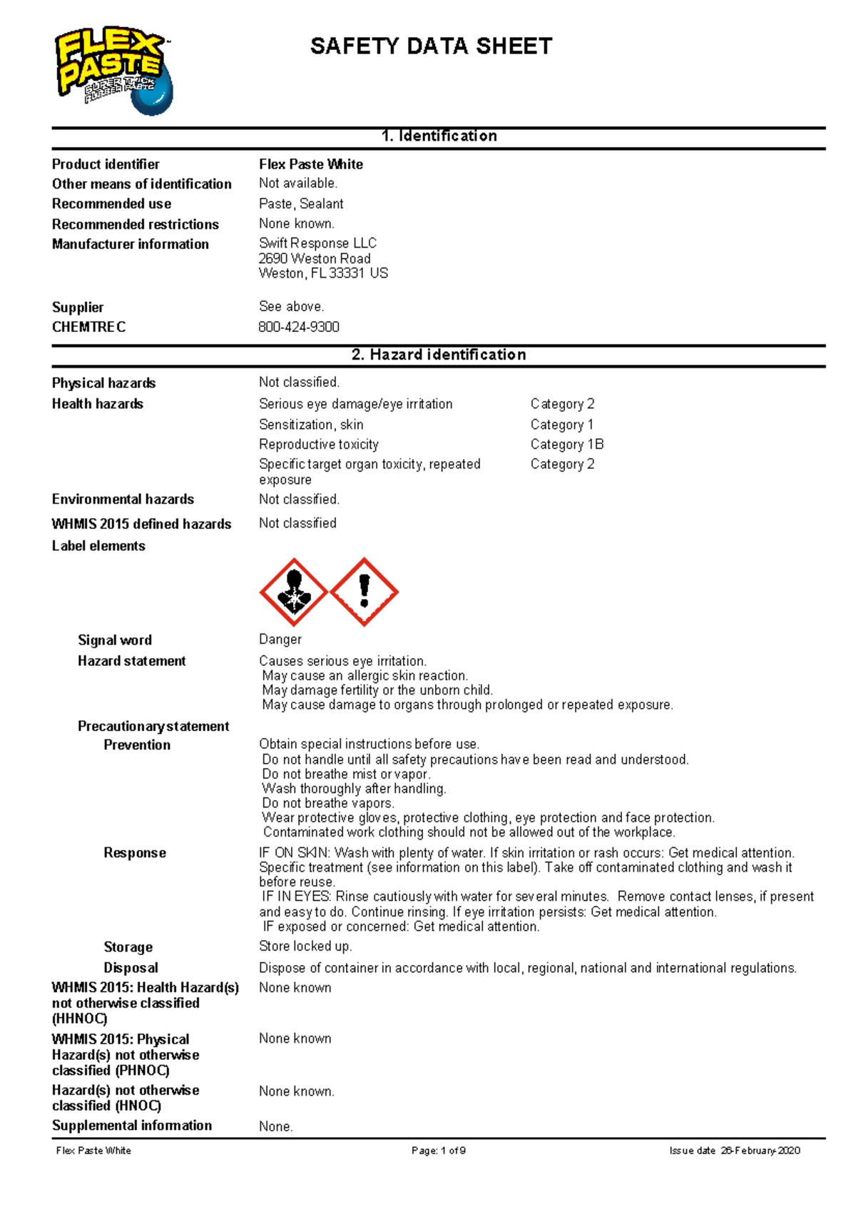 HS FLEX Paste SDS - Safety Data Sheet Overview - Studocu