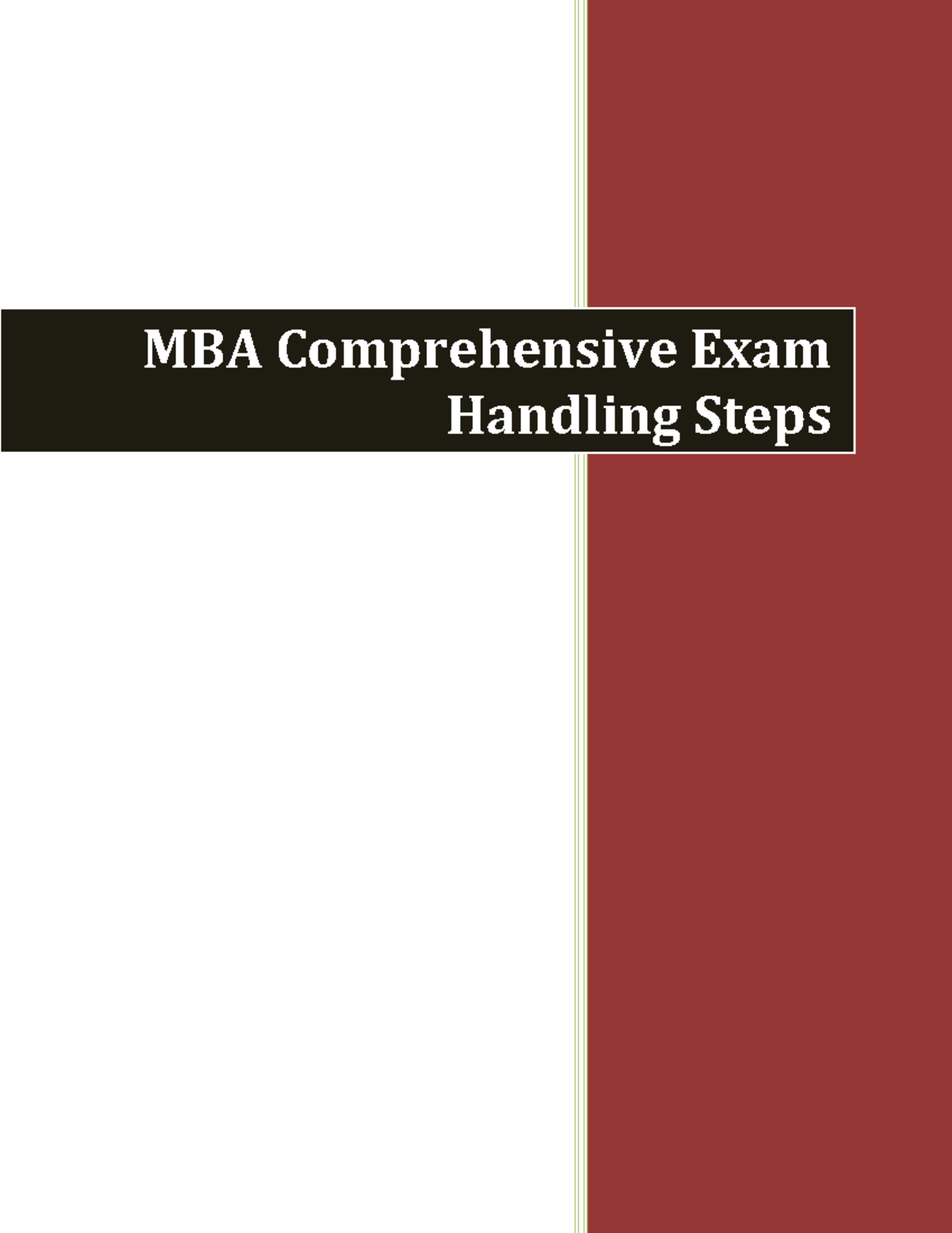 Comprehensive Exam Handling Steps - MBA Comprehensive Exam Handling ...