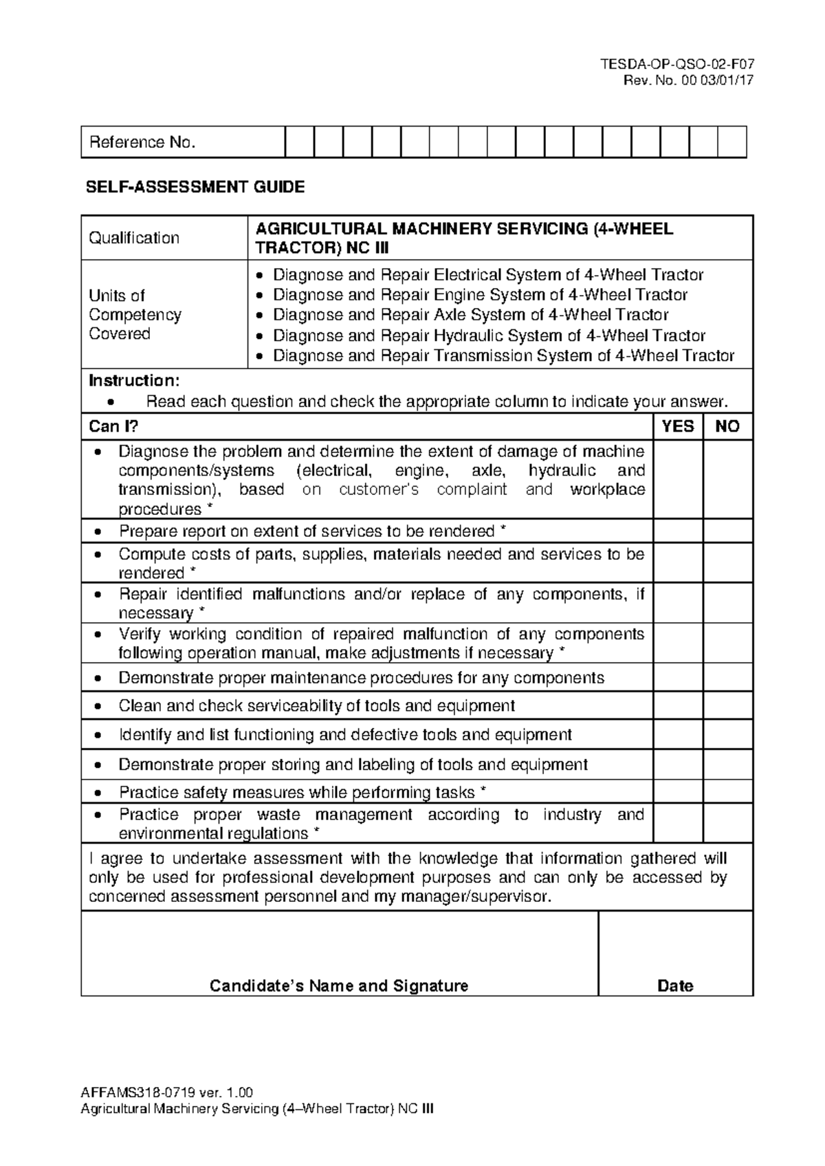 SAG - Agricultural Machinery Servicing (4-Wheel Tractor) NC III Guide ...