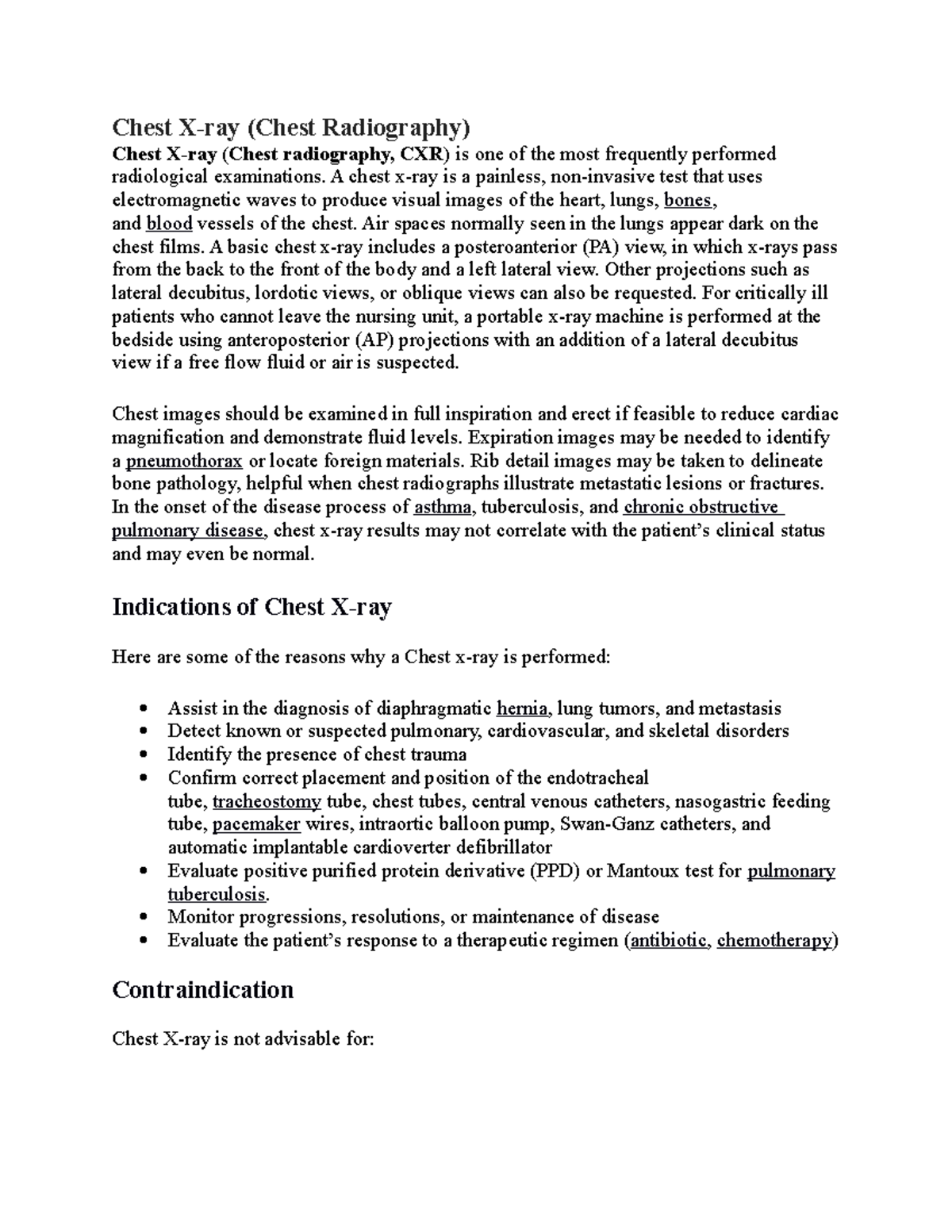 Chest X-Ray Nursing Responsibilities and Patient Comfort Overview - Studocu