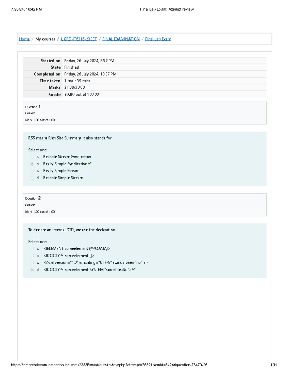 Final Exam Lab Assessment for UGRD-IT6316-2333T - Studocu