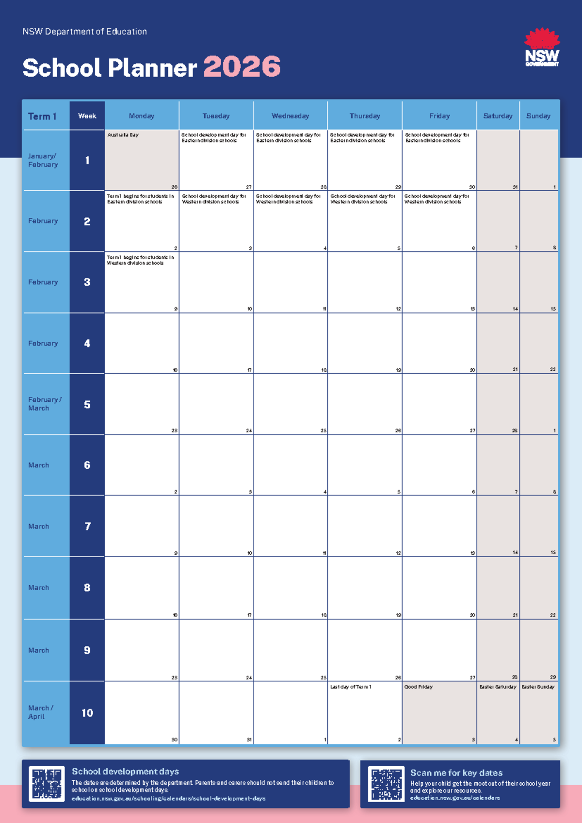 NSW 2026 School Planner: Term 1 & Key Dates Overview - Studocu