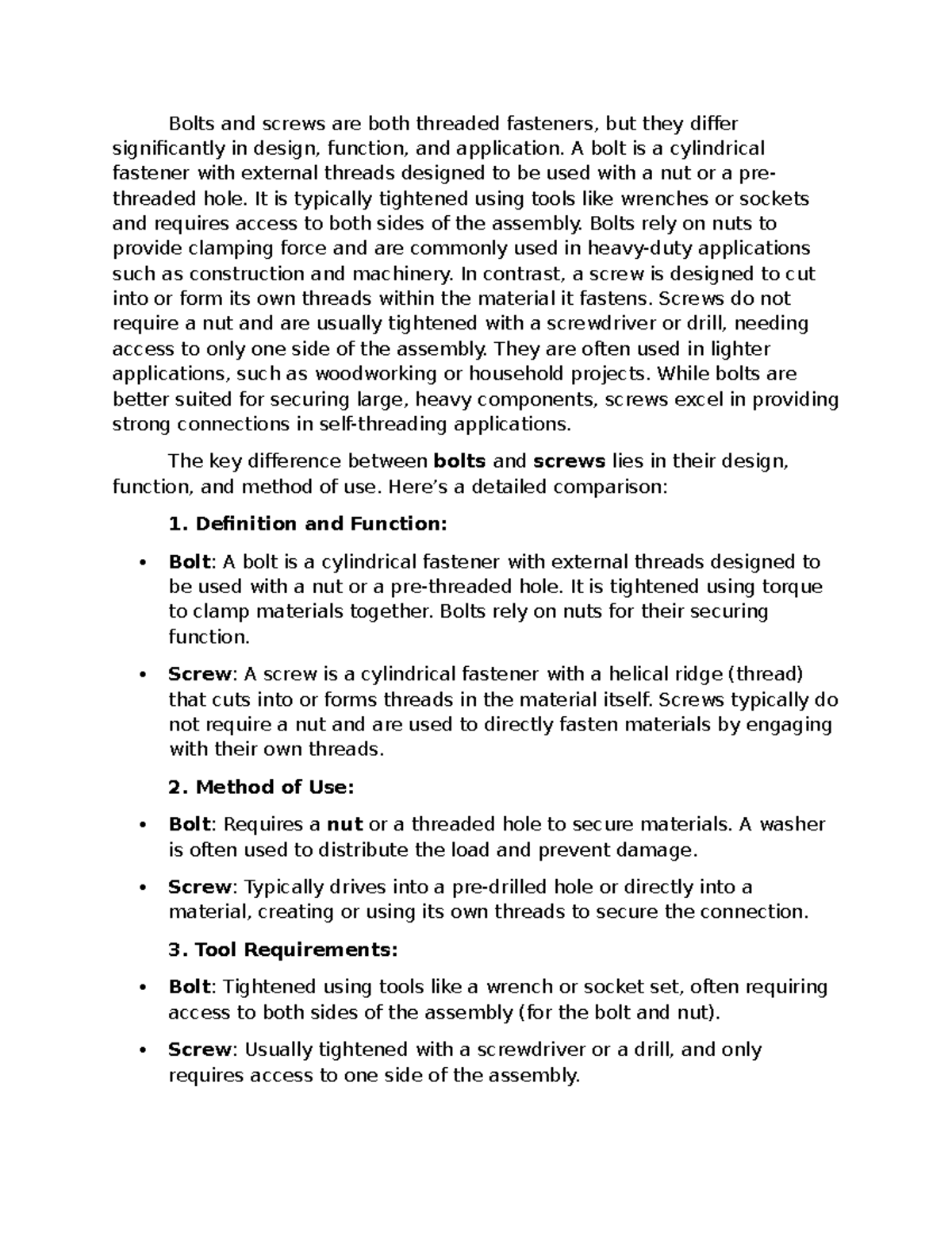 Bolts and screws - Summary machine design - Bolts and screws are both ...