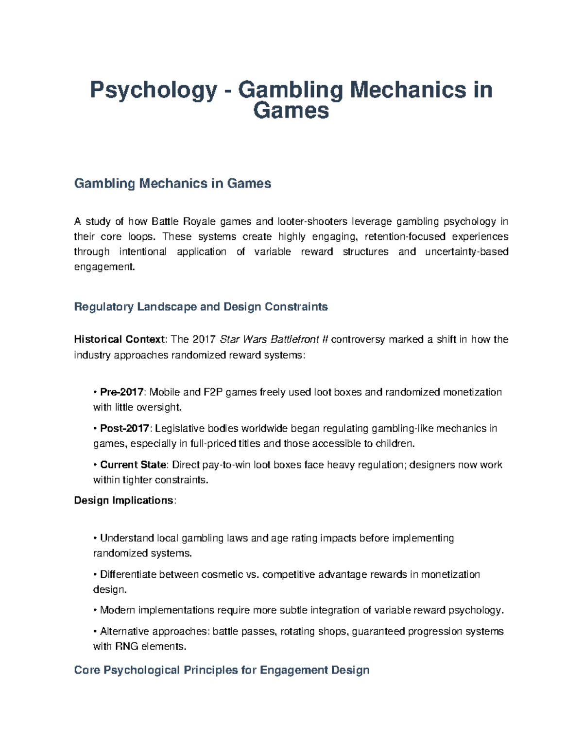 Psychology 101: Gambling Mechanics in Battle Royale Games - Studocu