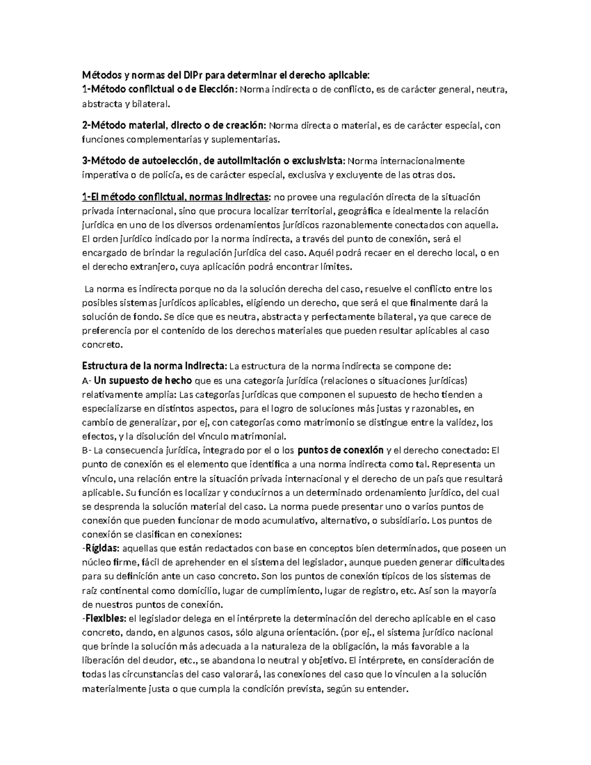 Metodos y normas del DIPr - 2-Método material, directo o de creación ...