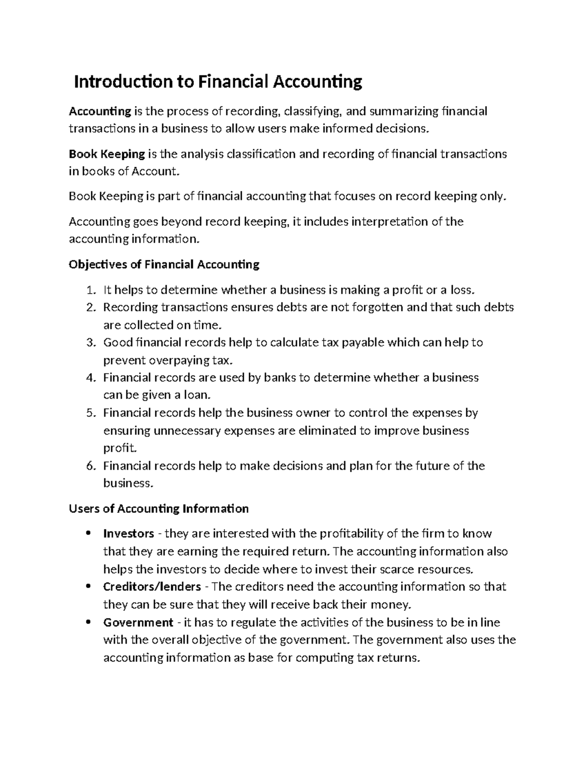 1. Introduction to FA - very informative notes - Introduction to ...