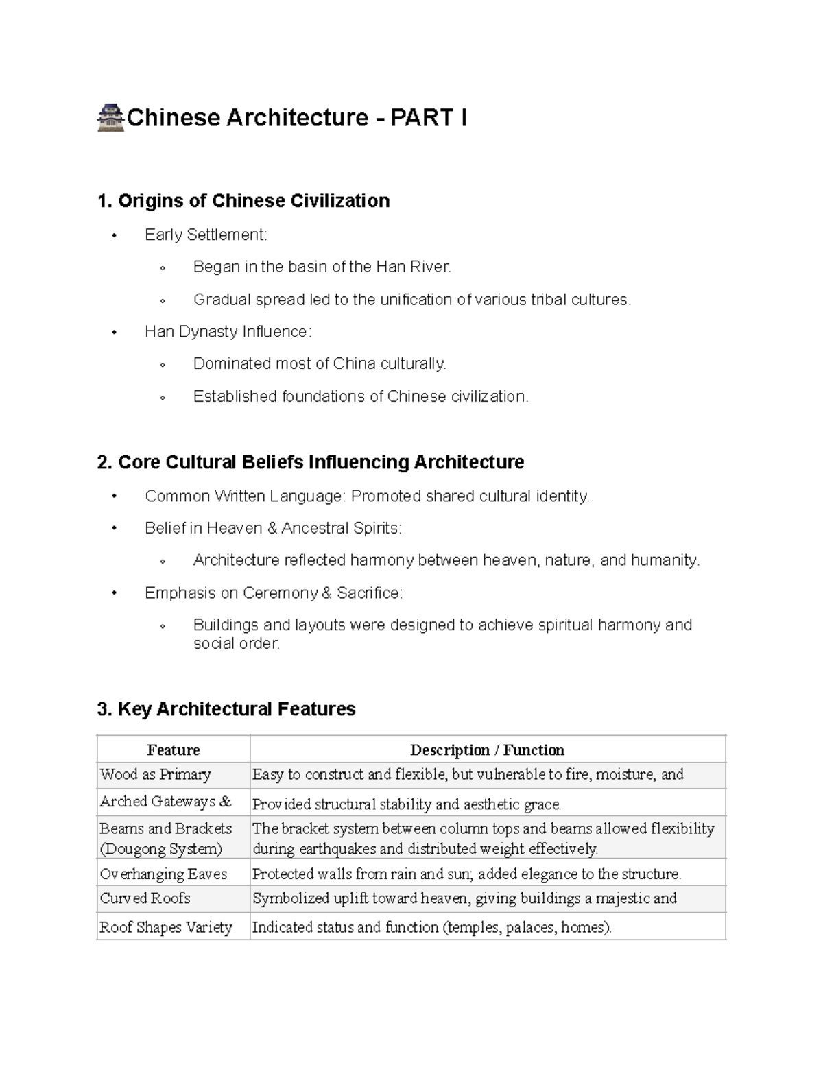Chinese Architecture Review Notes: Origins, Features & Symbolism - Studocu