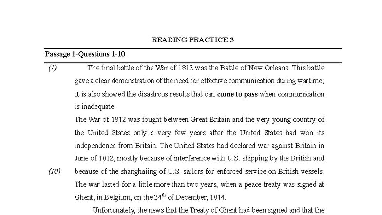 Practice Test 3: Reading Comprehension and Analysis - Studocu