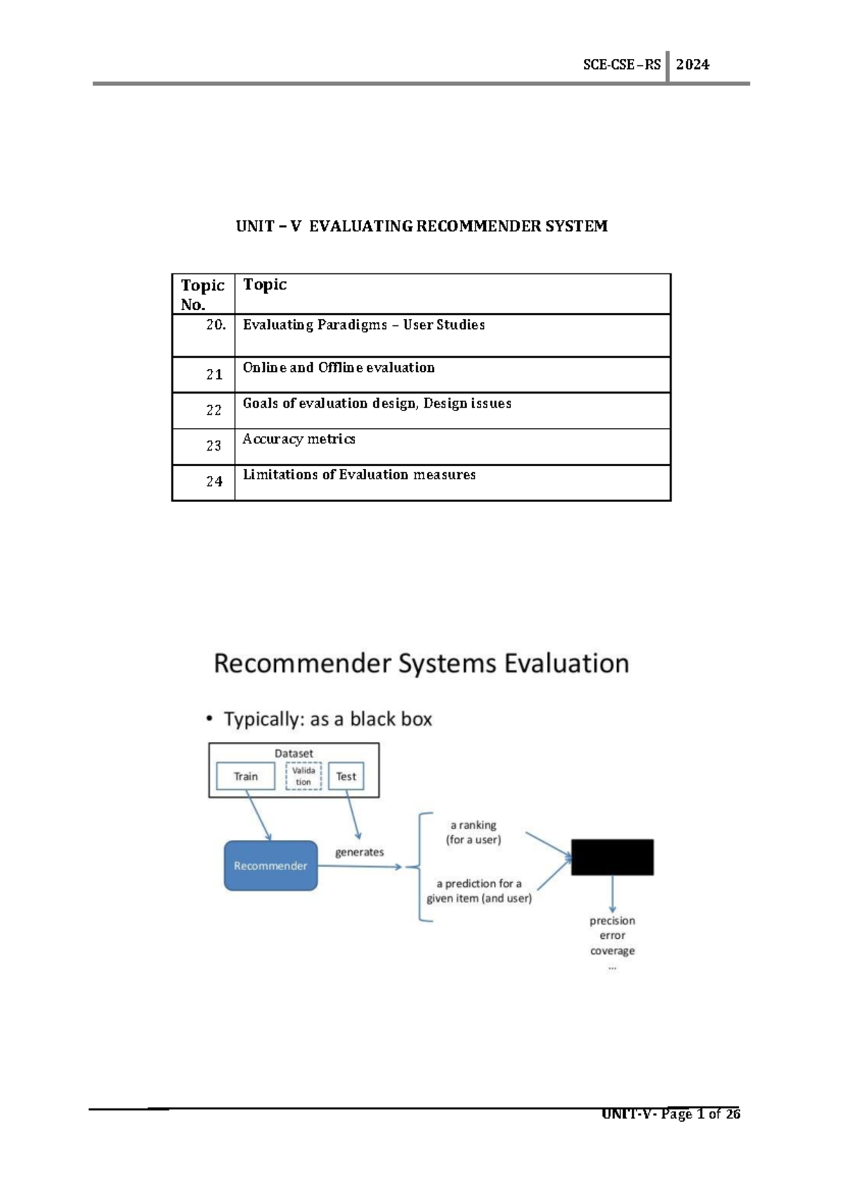 UNIT 5 - Evaluating Recommender Systems: Key Metrics and Methods - Studocu