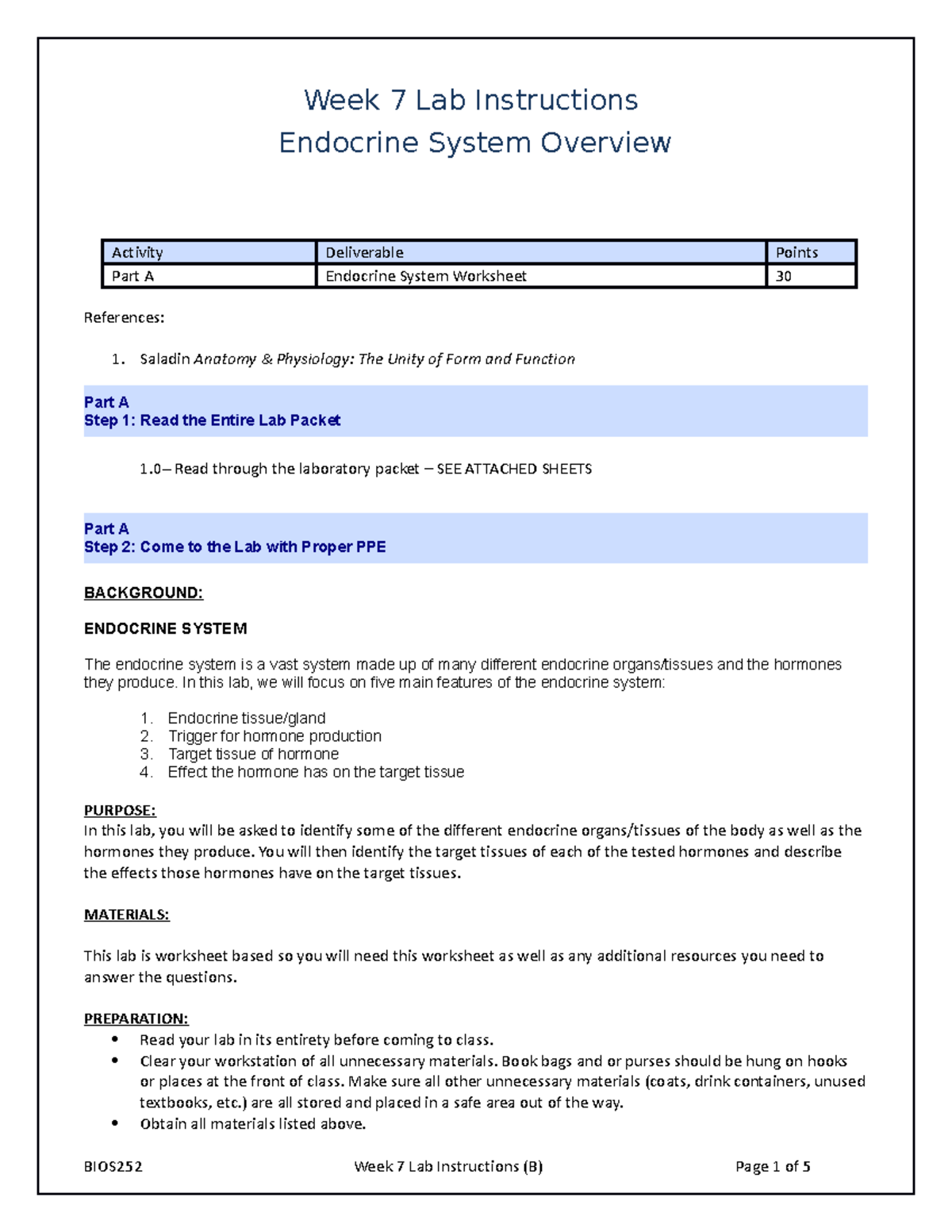 Bios252 Week 7 lab report: Endocrine System Overview - Week 7 Lab Instructions Endocrine System ...
