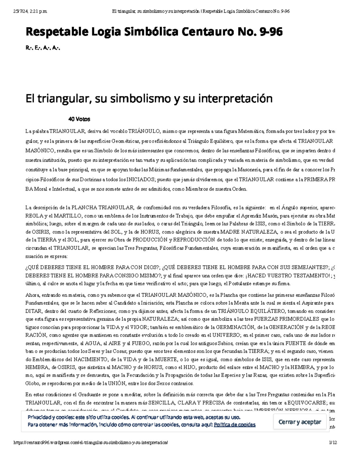El Triangular Masónico: Simbolismo e Interpretación R.·. L.·. Centauro ...