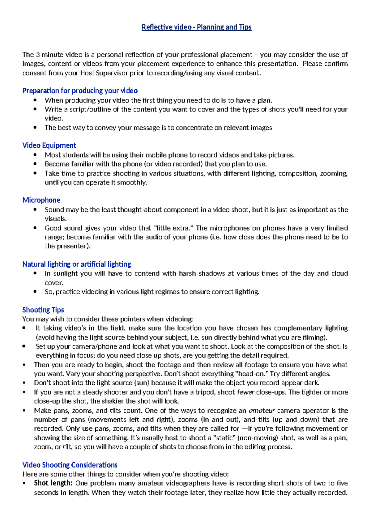 Assessment 4: Reflective Video Planning & Tips for SC Course - Studocu