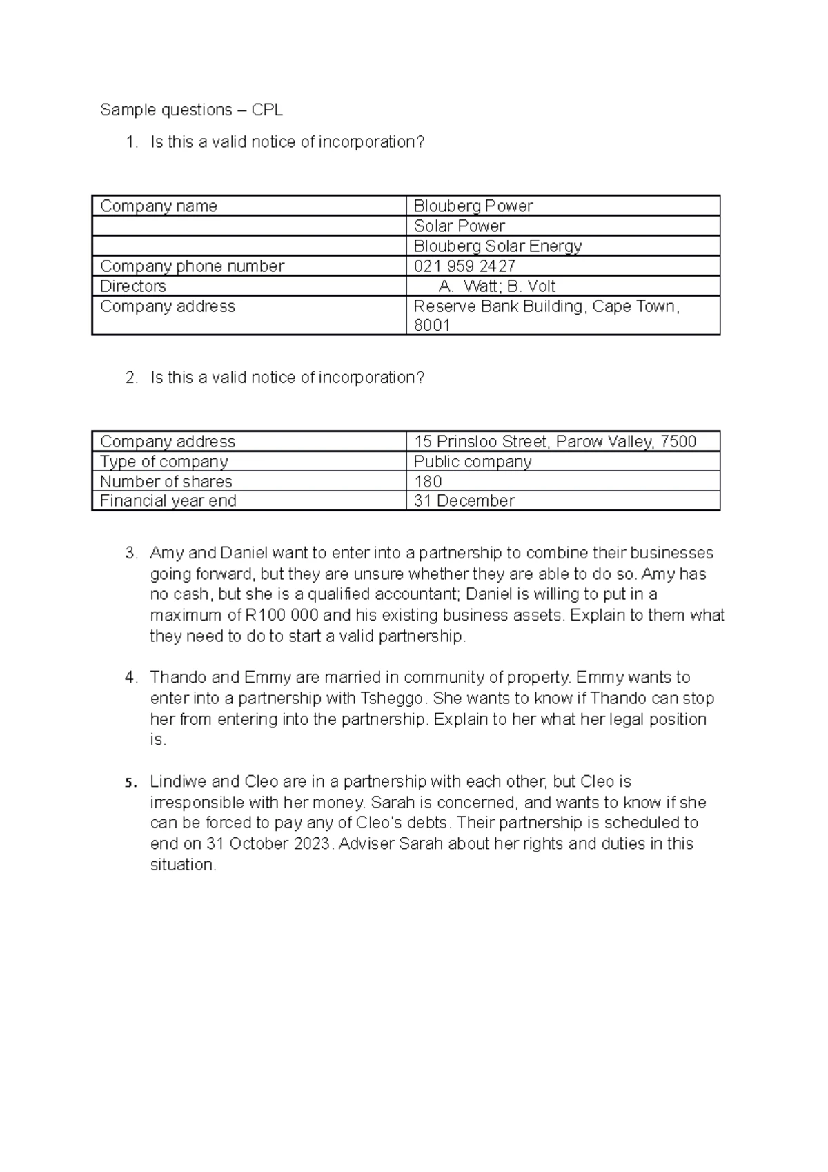 Sample Securities Register - CPL 211 - PROPRIETARY LIMITED SUMMARY OF ...