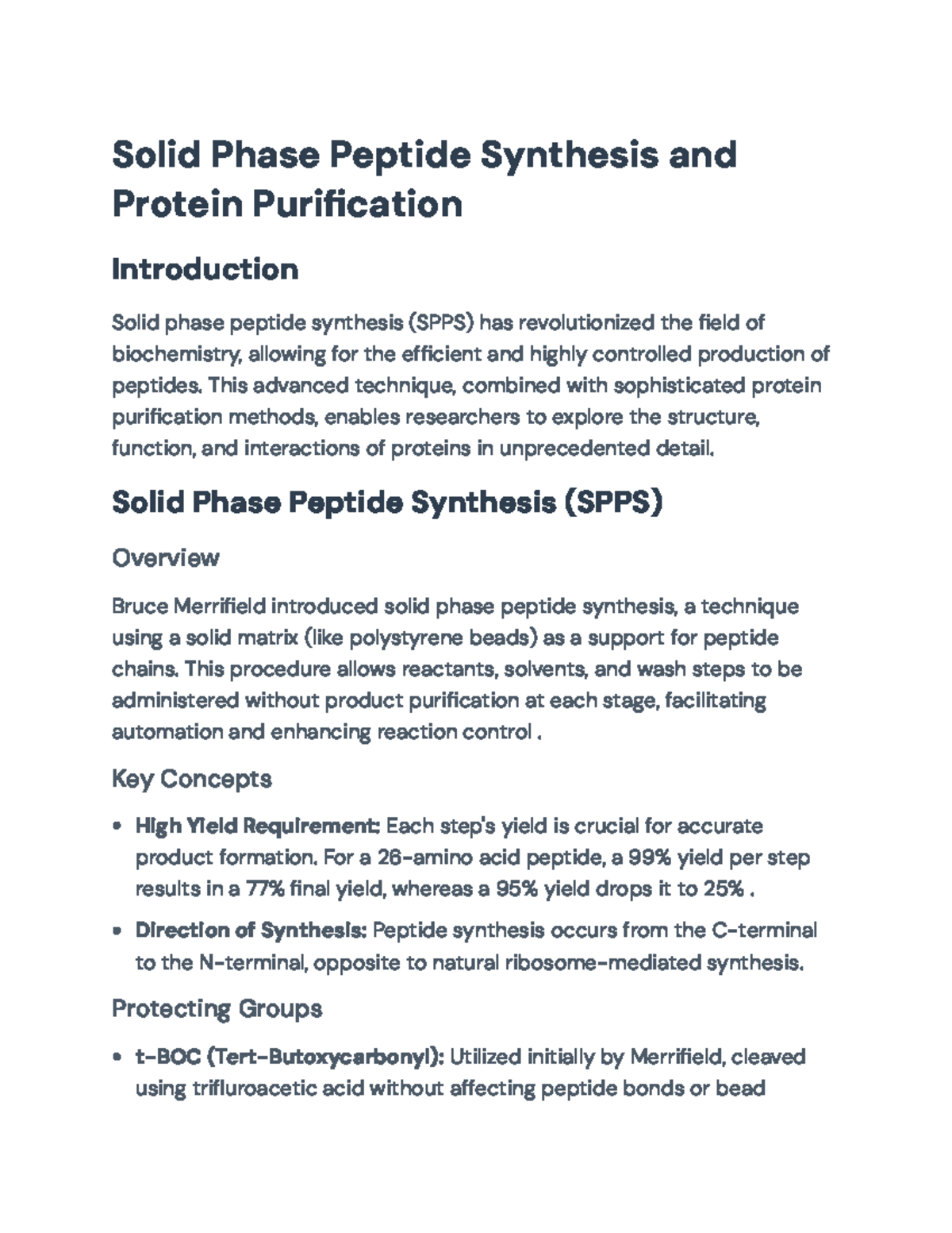 Solid Phase Peptide Synthesis (SPPS) & Protein Purification Techniques ...