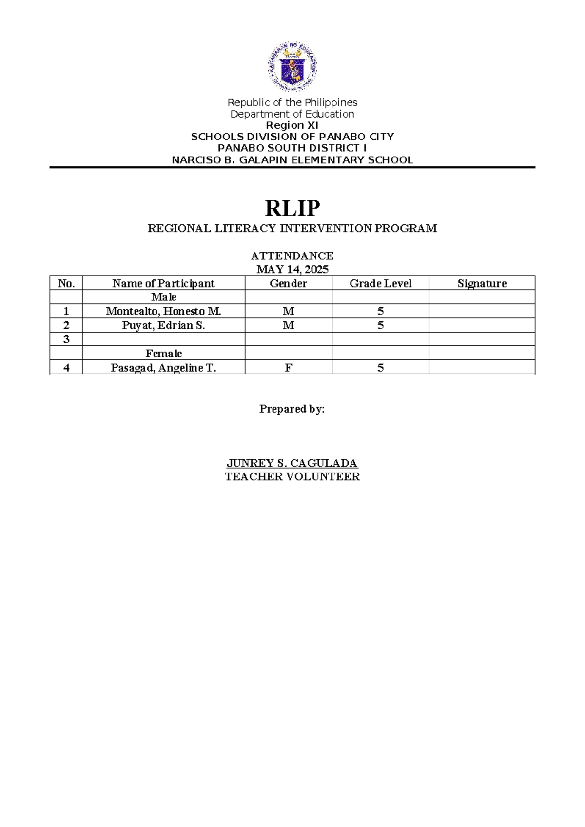 Accomplishment Report: LIS, BEIS, NSBI for SY 2024-2025 - Studocu