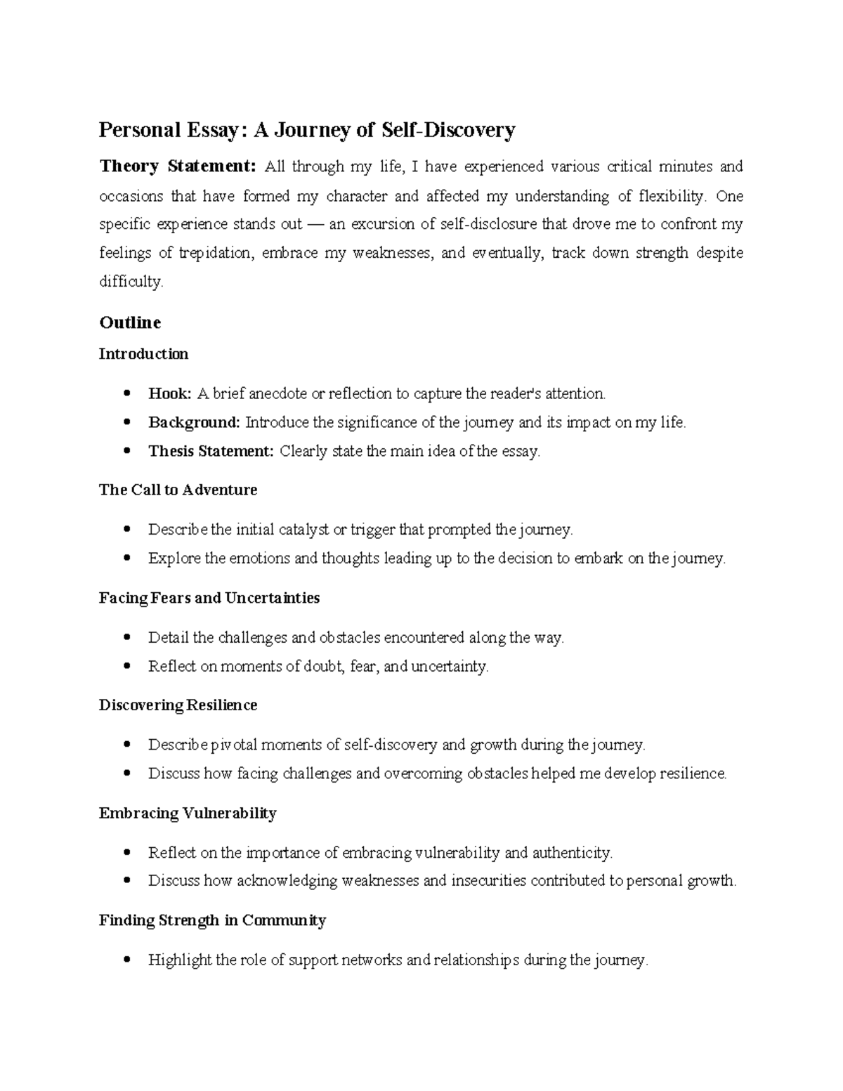 1.3 Personal Essay: Embracing Vulnerability and Finding Strength - Studocu