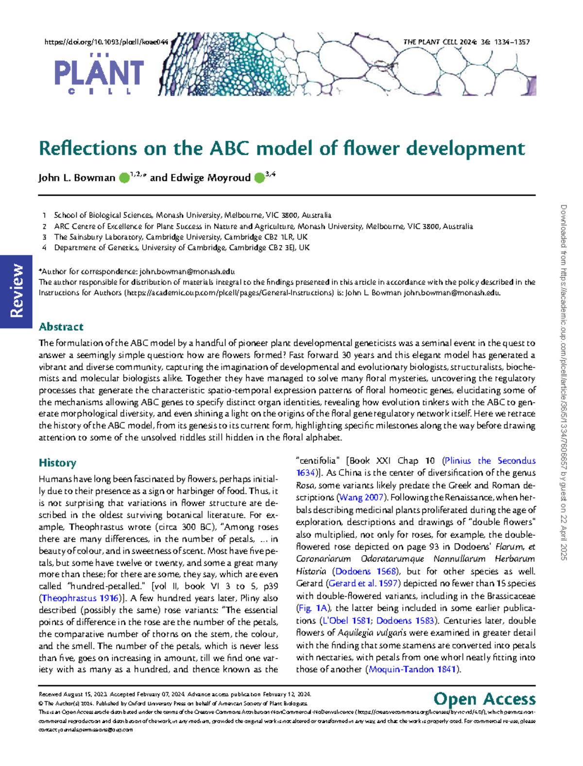 Reflections on the ABC Model of Flower Development in 2024: Insights ...