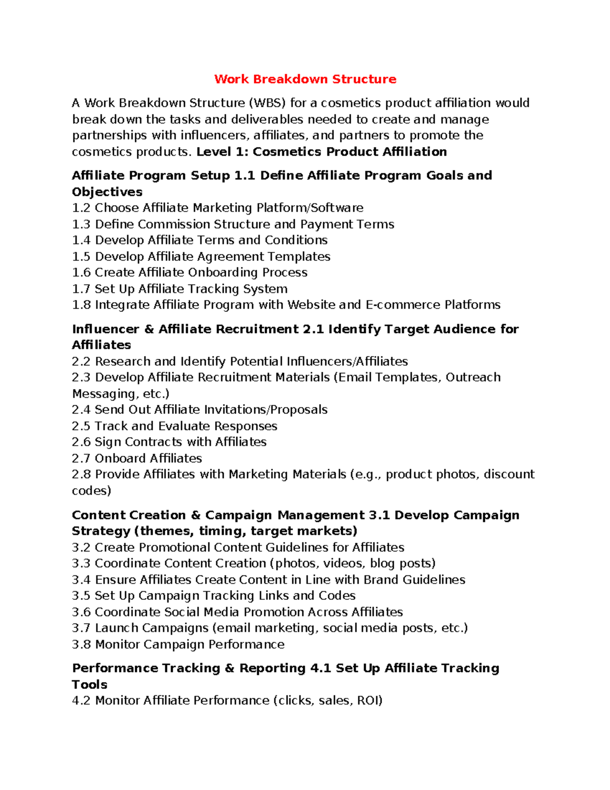 Project-Management - This is a structure paper - Work Breakdown ...