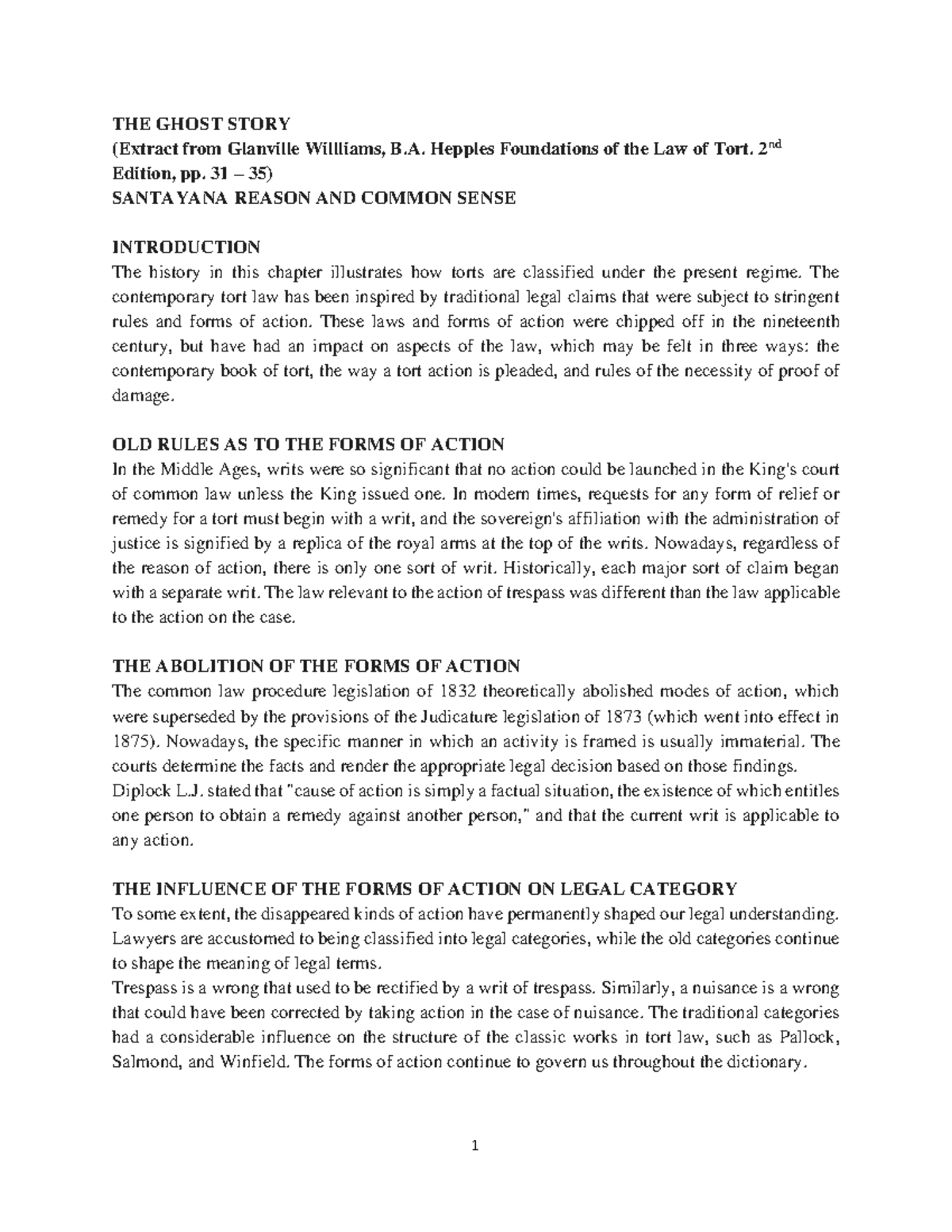 TORT LAW ANALYSIS: GHOST STORY AS A LEGAL CLASSIFICATION - Studocu