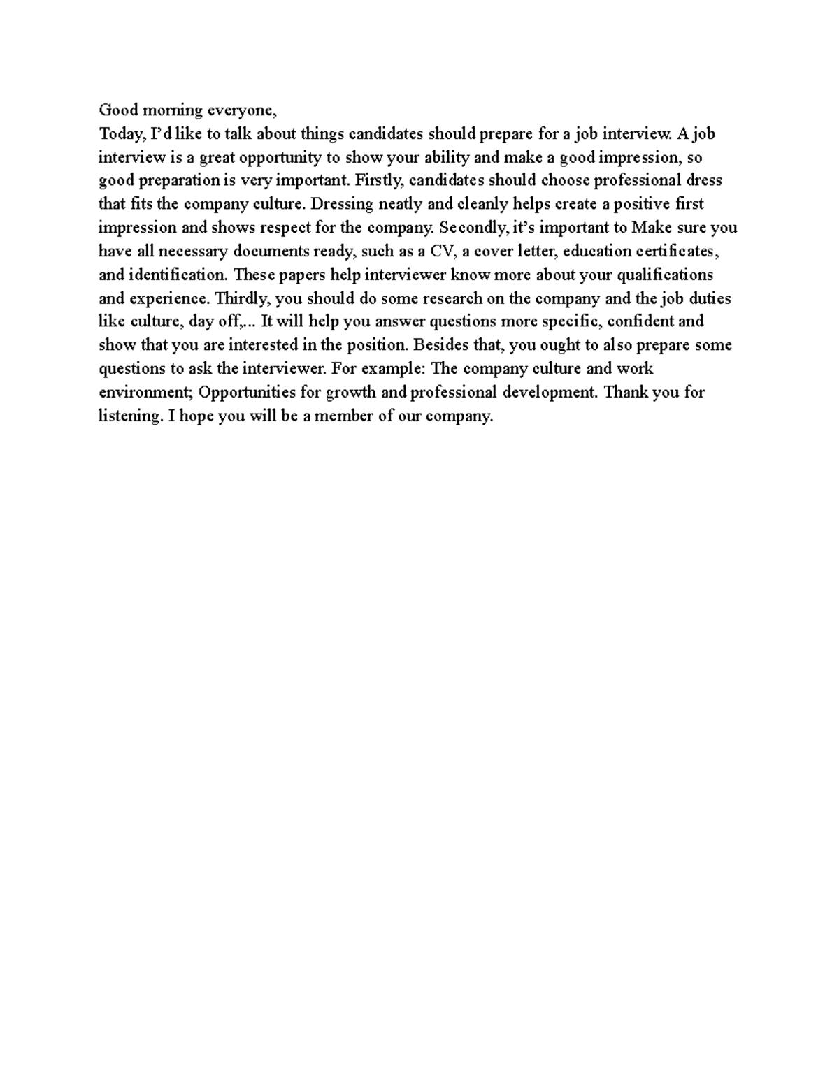 Job Interview Preparation Tips - Speaking U7 - Studocu