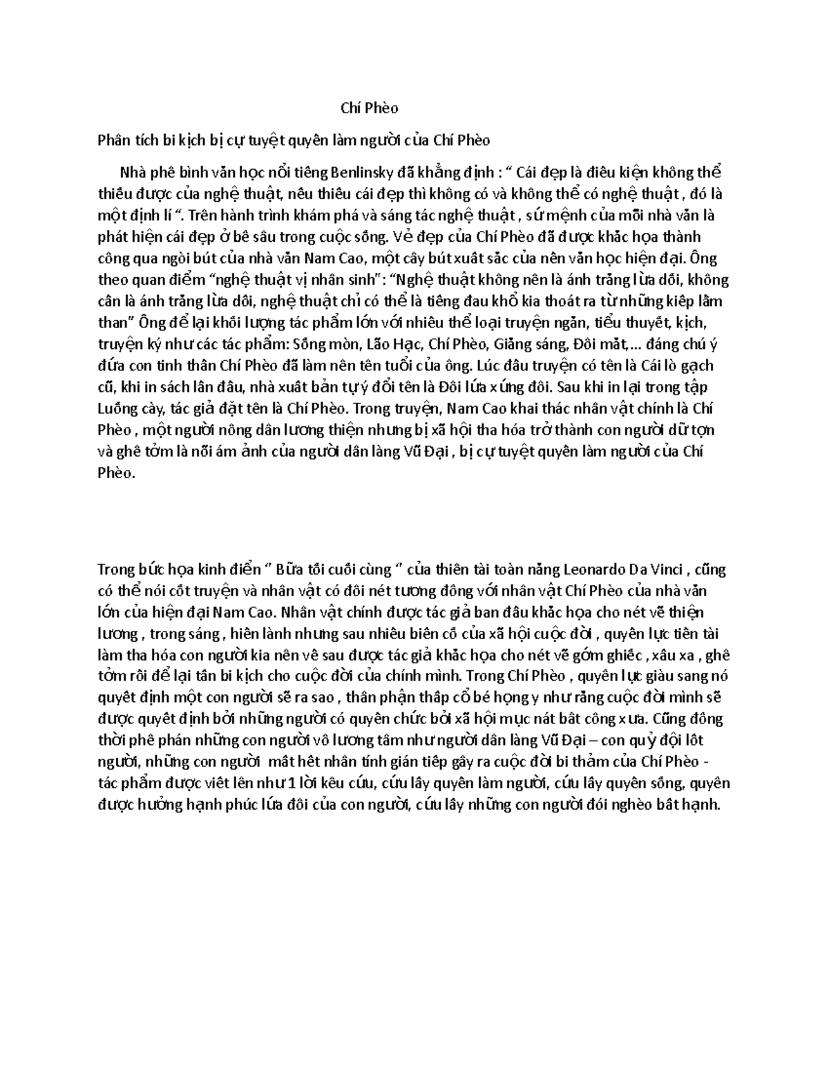 Chí Phèo - Chí Phèo - Chí Phèo Phân tích bi k ch b cị ị ự tuy ệt quyềền ...