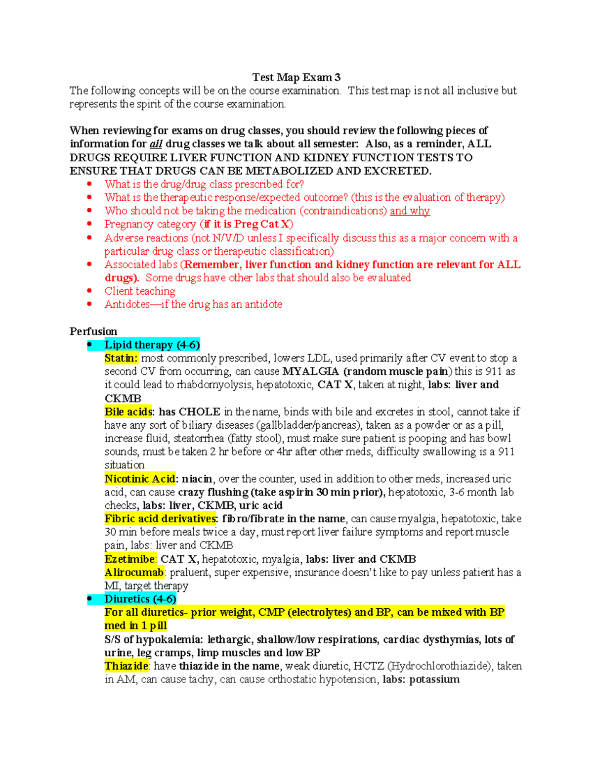 Test Map Exam 3 pharm - test map 3 - Test Map Exam 3 The following ...