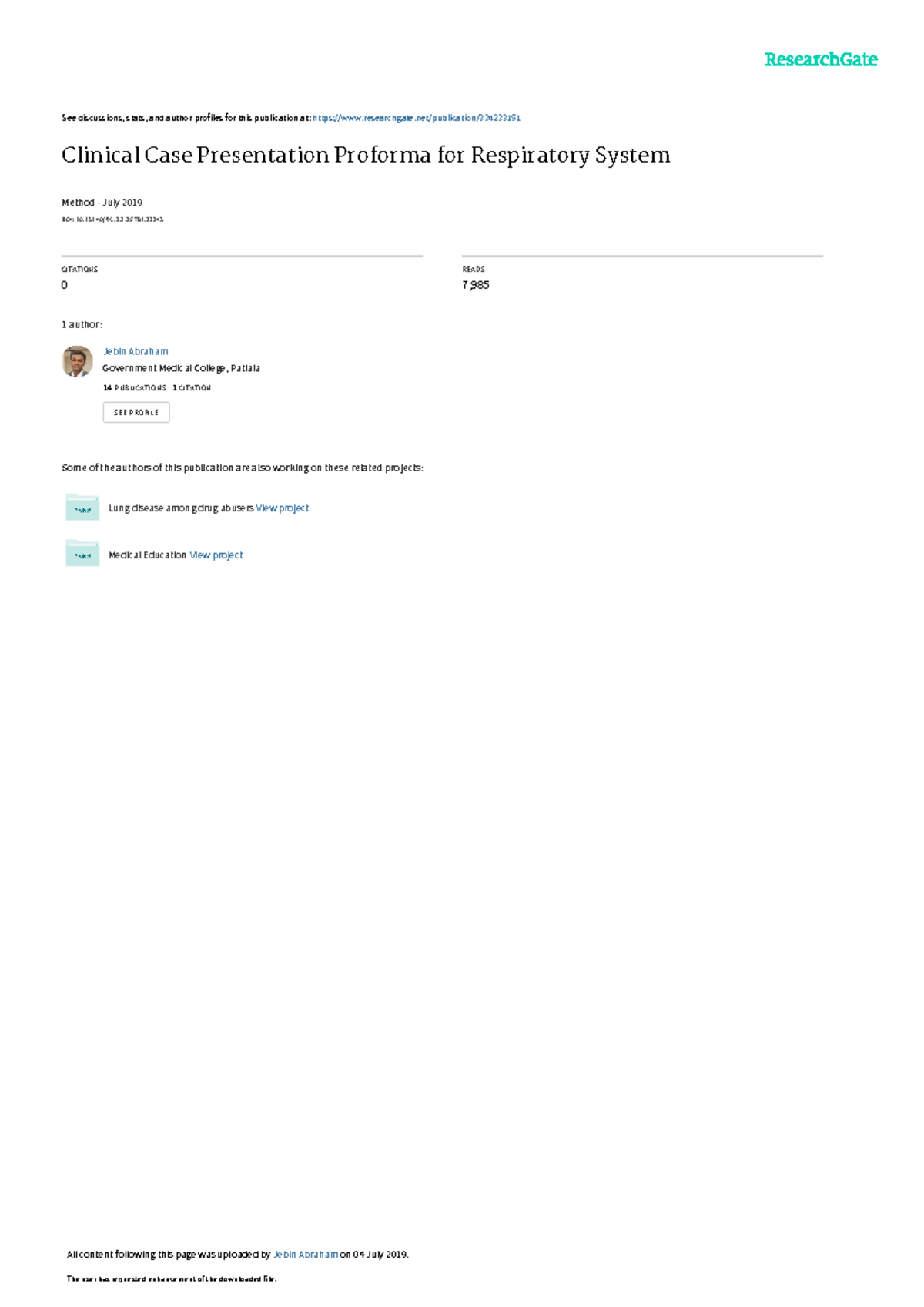 Respiratory Medicine-Case Presentation Proforma - See discussions, stats, and author profiles ...