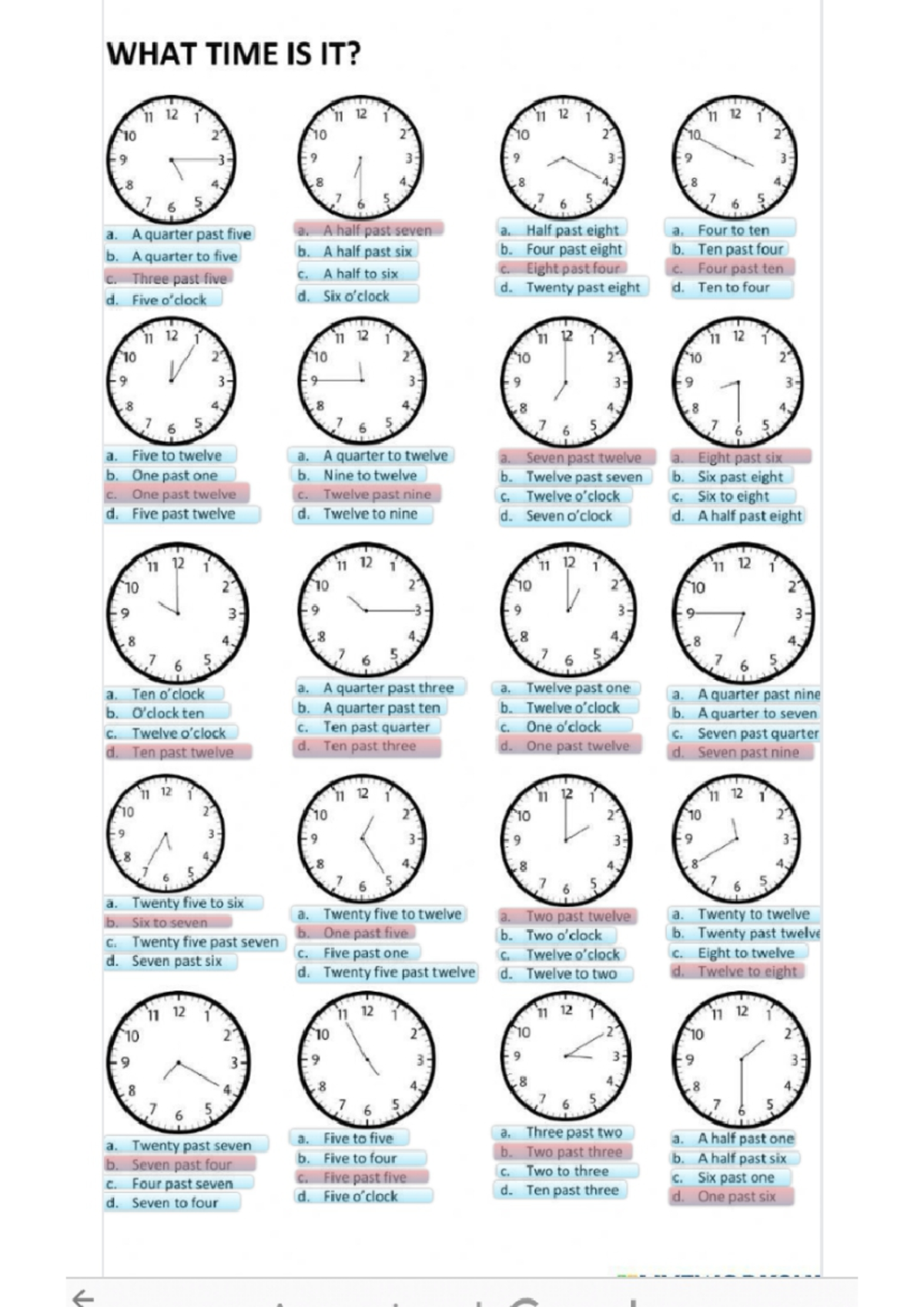 Time - Ingles: Understanding Clock Readings and Time Expressions - Studocu
