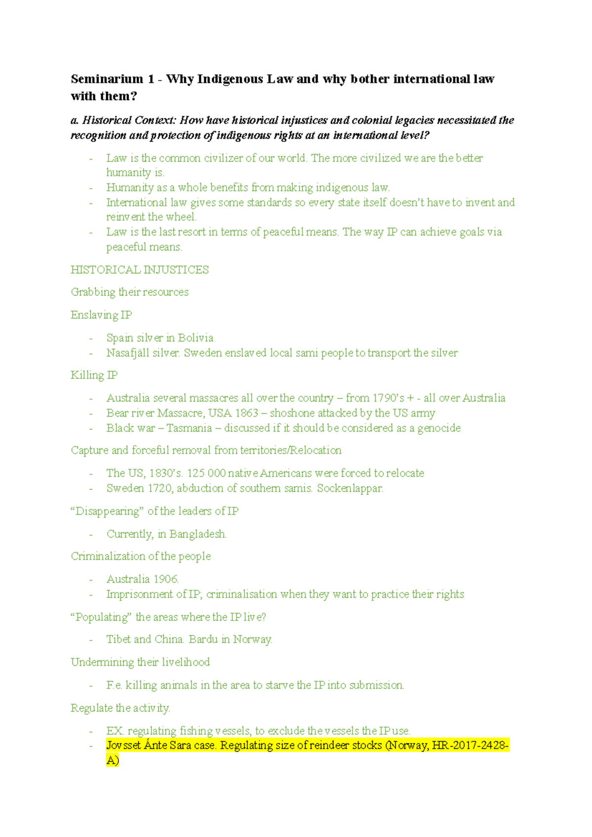 IPR Seminar Notes: Indigenous Law and International Rights Overview ...