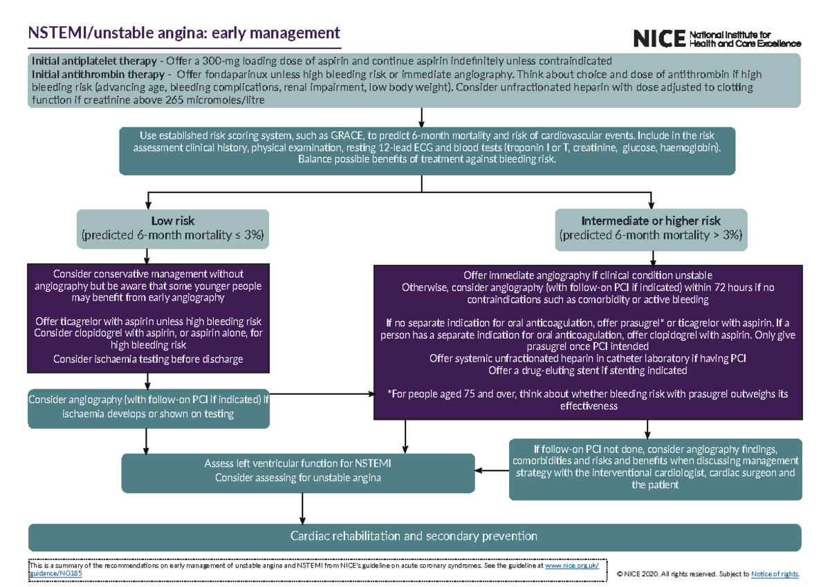 Early Management of Unstable Angina & NSTEMI: Guidelines (NICE 2020 ...