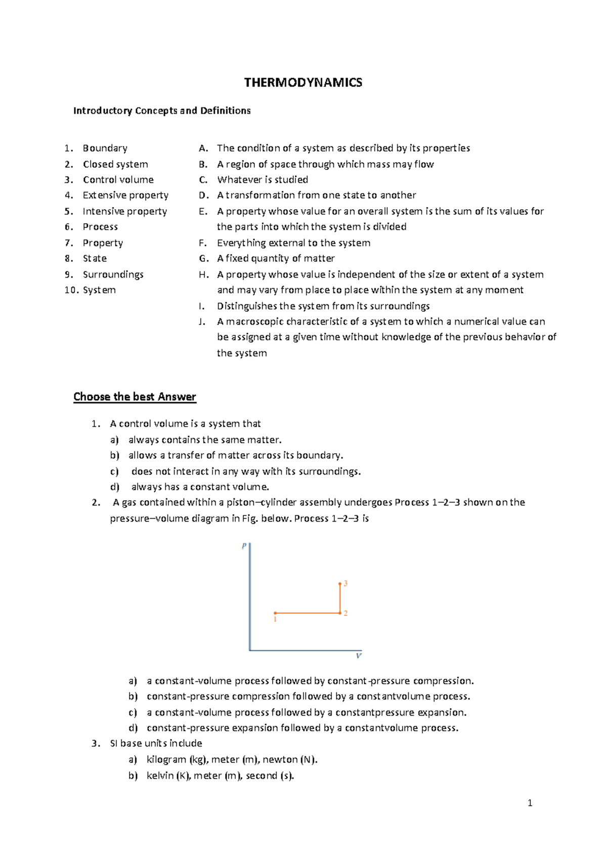 Final Thermodynamics Exit Exam Questions (Course Code: THERMO) - Studocu
