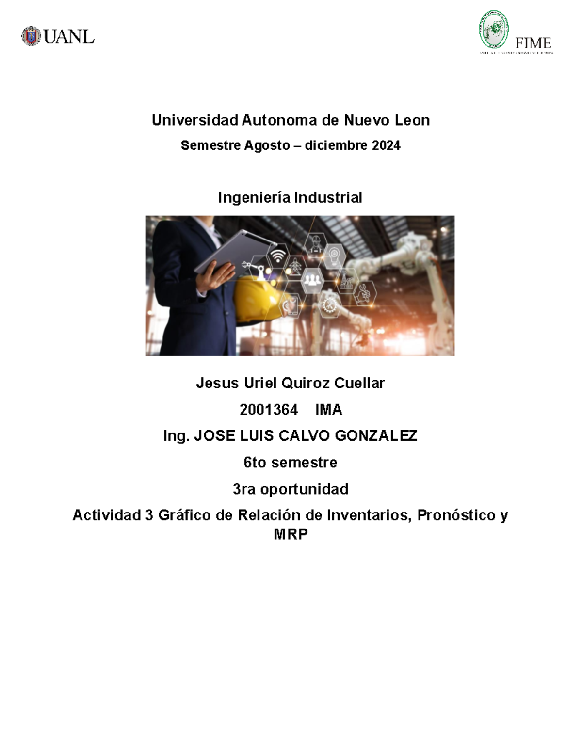 JUQC 2001 364 IMA ACT Inventario, Pronostico, MRP - Universidad ...