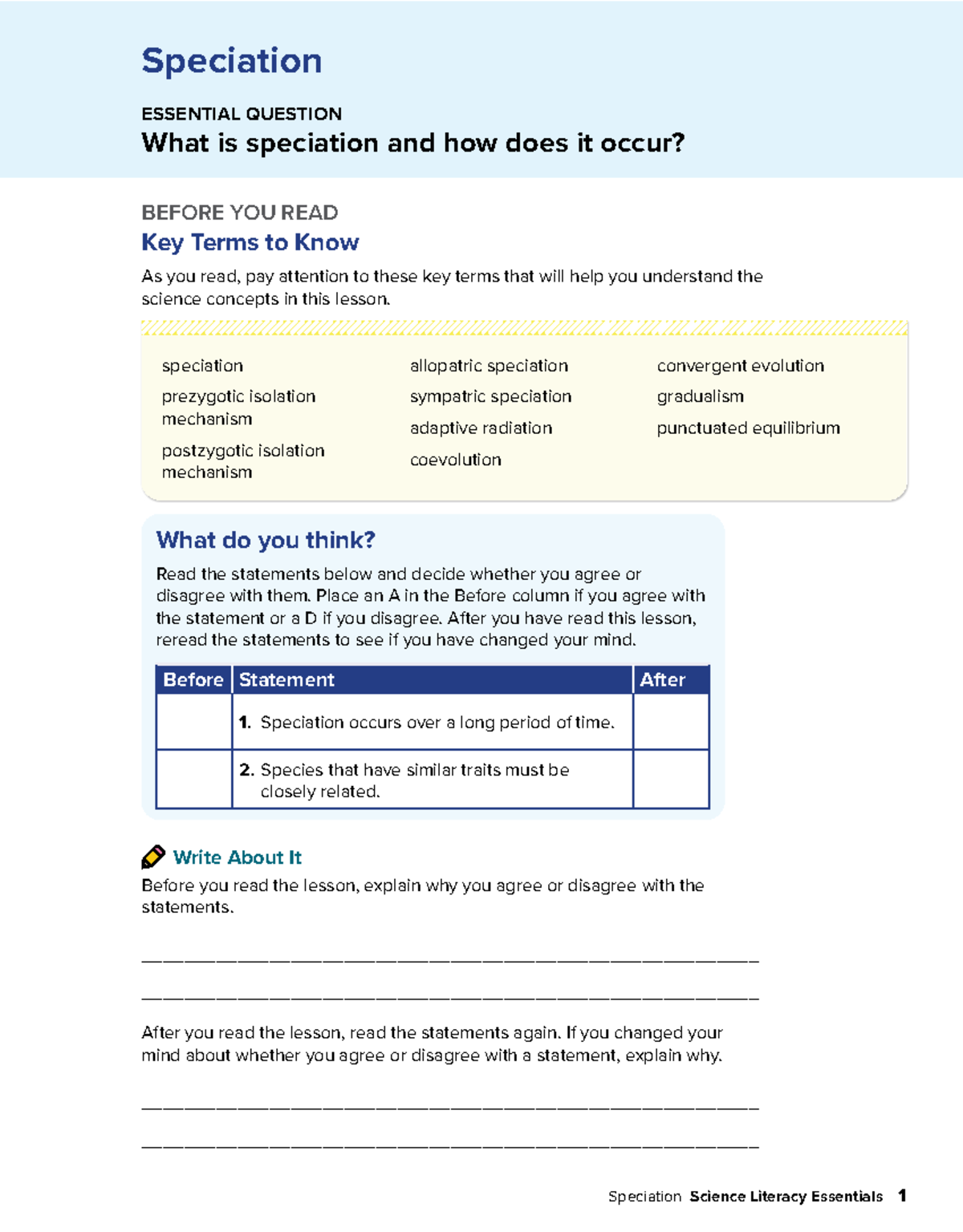 Science Literacy Essentials: Understanding Speciation Concepts - Studocu