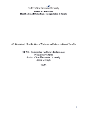 [Solved] IHP 340 Module Six Worksheet Guidelines and Rubric Overview ...