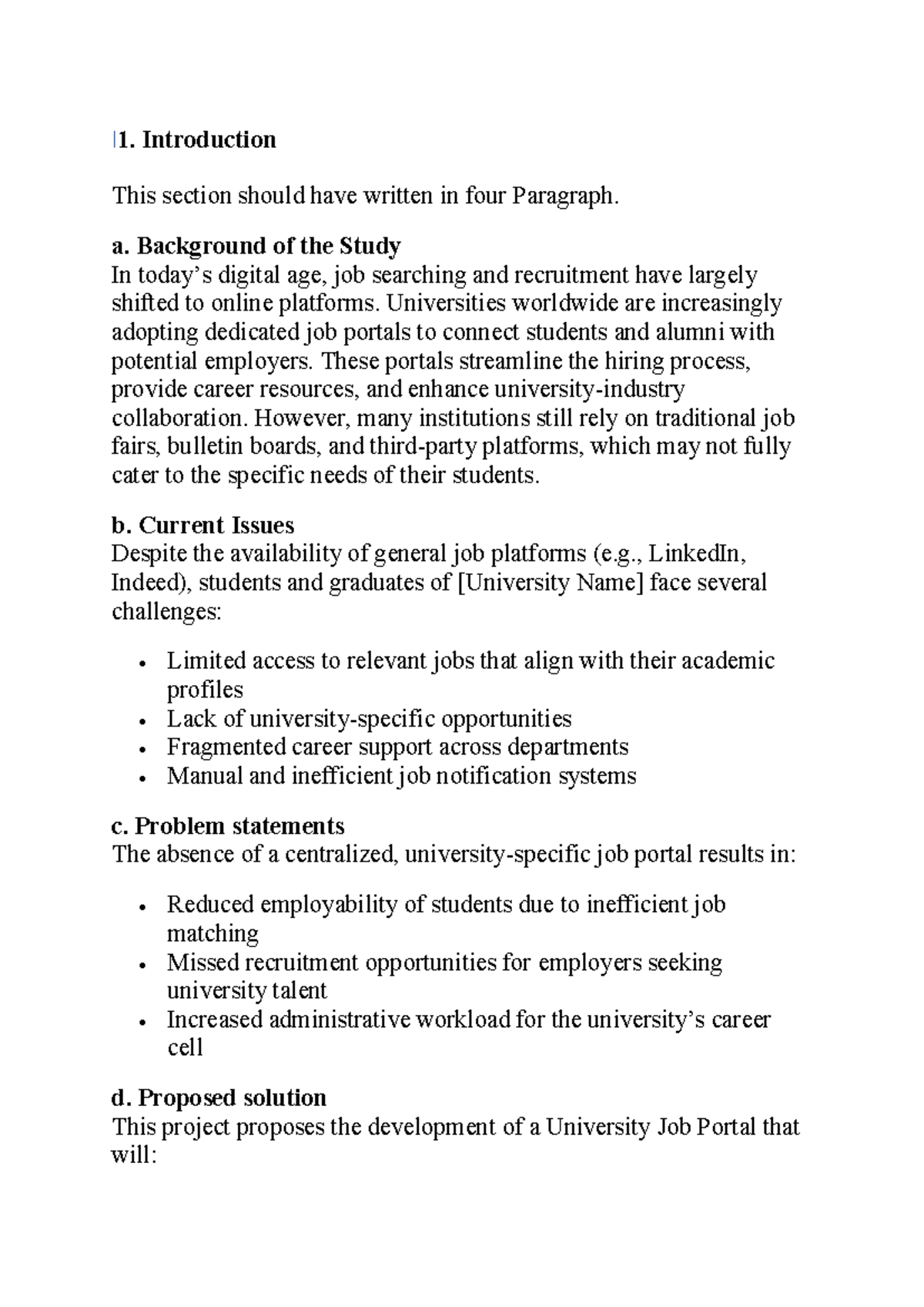 Job Portal Proposal - CS101 Final Project Report - Studocu