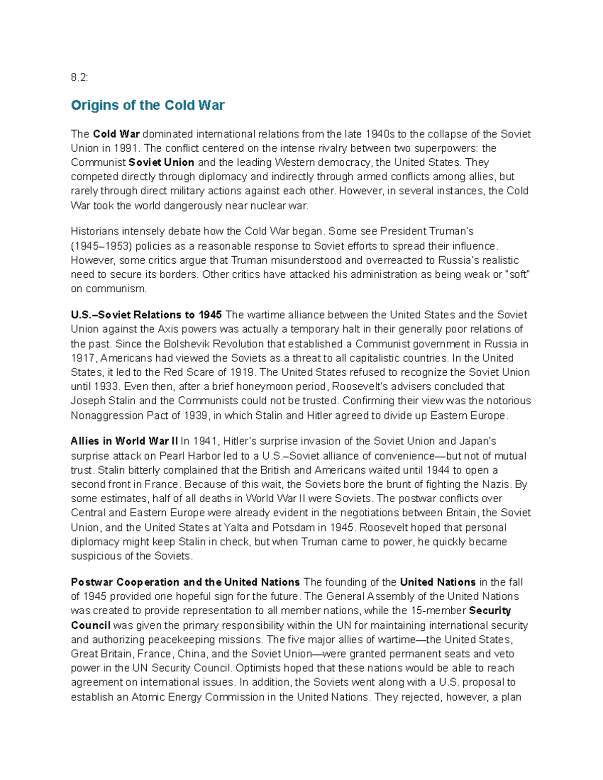 U.S. History AP® Edition: Key Events in the Cold War Era - 8: Origins ...