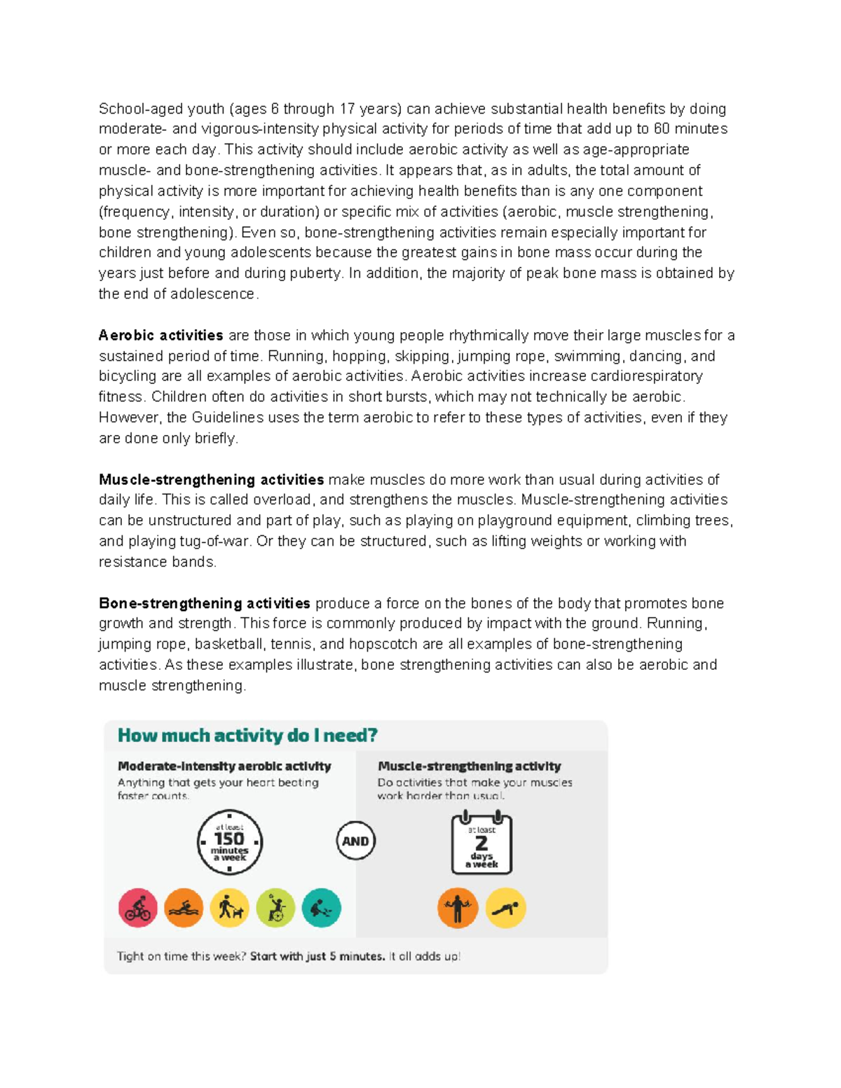 Physical activity guidelines for youth: health benefits and ...