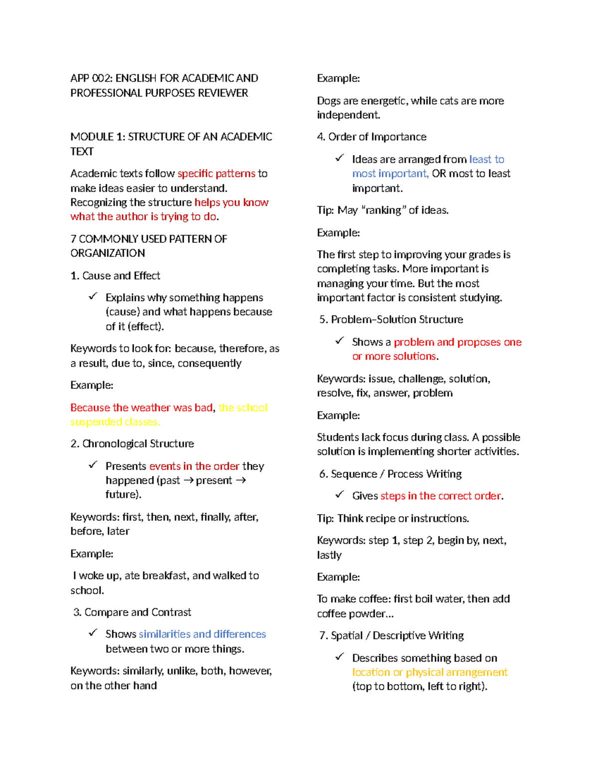 APP 002: ENGLISH FOR ACADEMIC AND PROFESSIONAL PURPOSES REVIEWER - Studocu