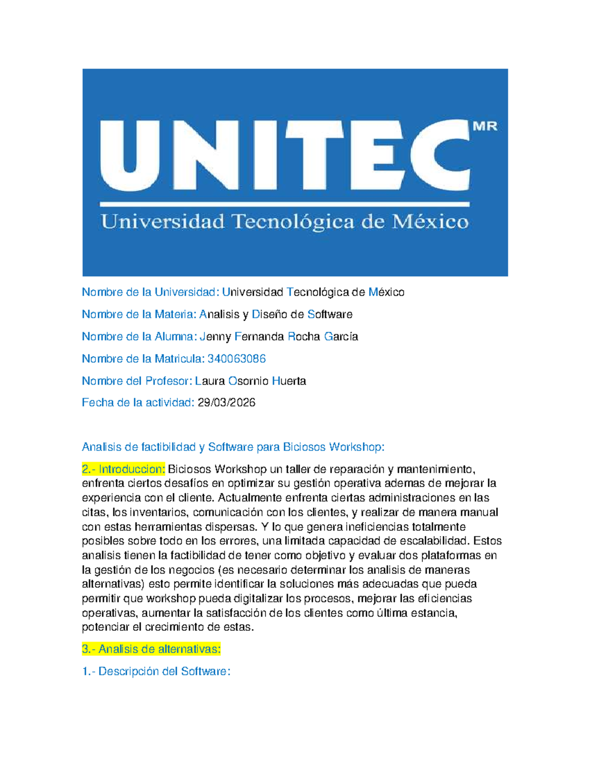 Análisis y Diseño de Software: Entregable 1 - UTM - Studocu