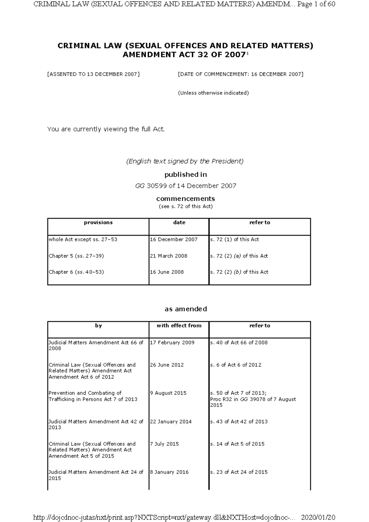 Sexual offenses and related matters ammendment act 32 of 2007 ...