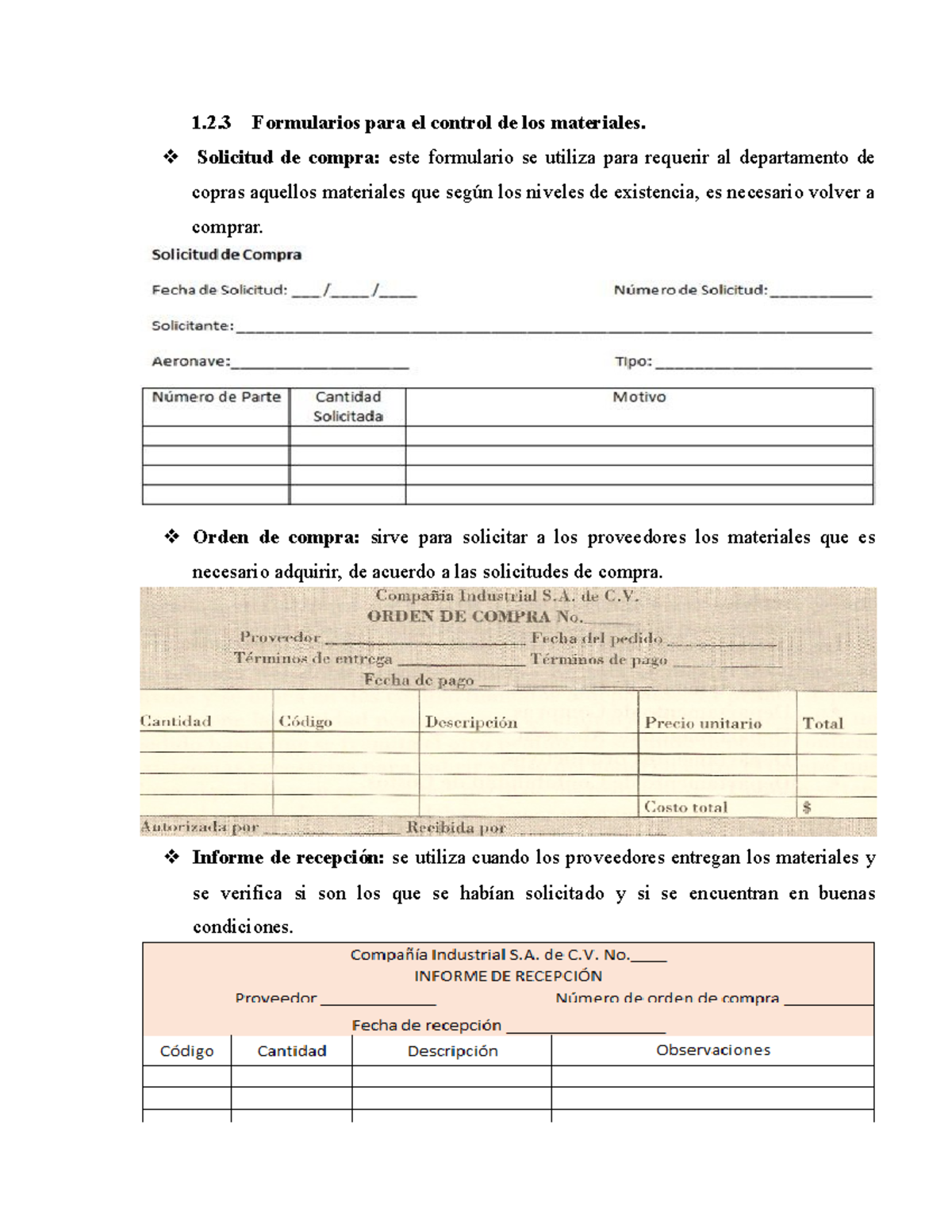 Bloque 4: Formatos y Formularios para Control de Materiales - Studocu